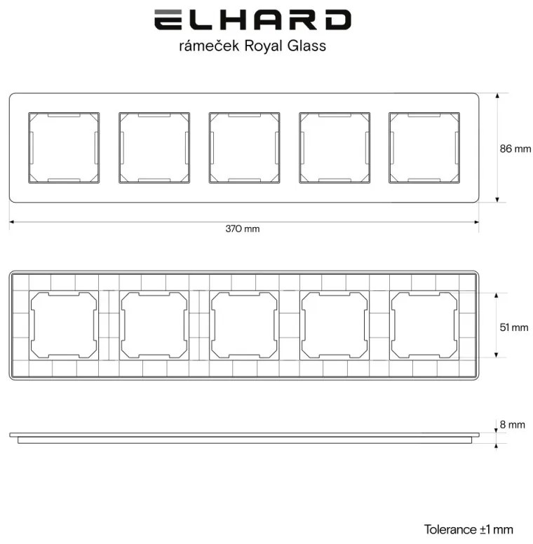 Elhard Skleněný pětirámeček Royal Glass, bílý YG3105W
