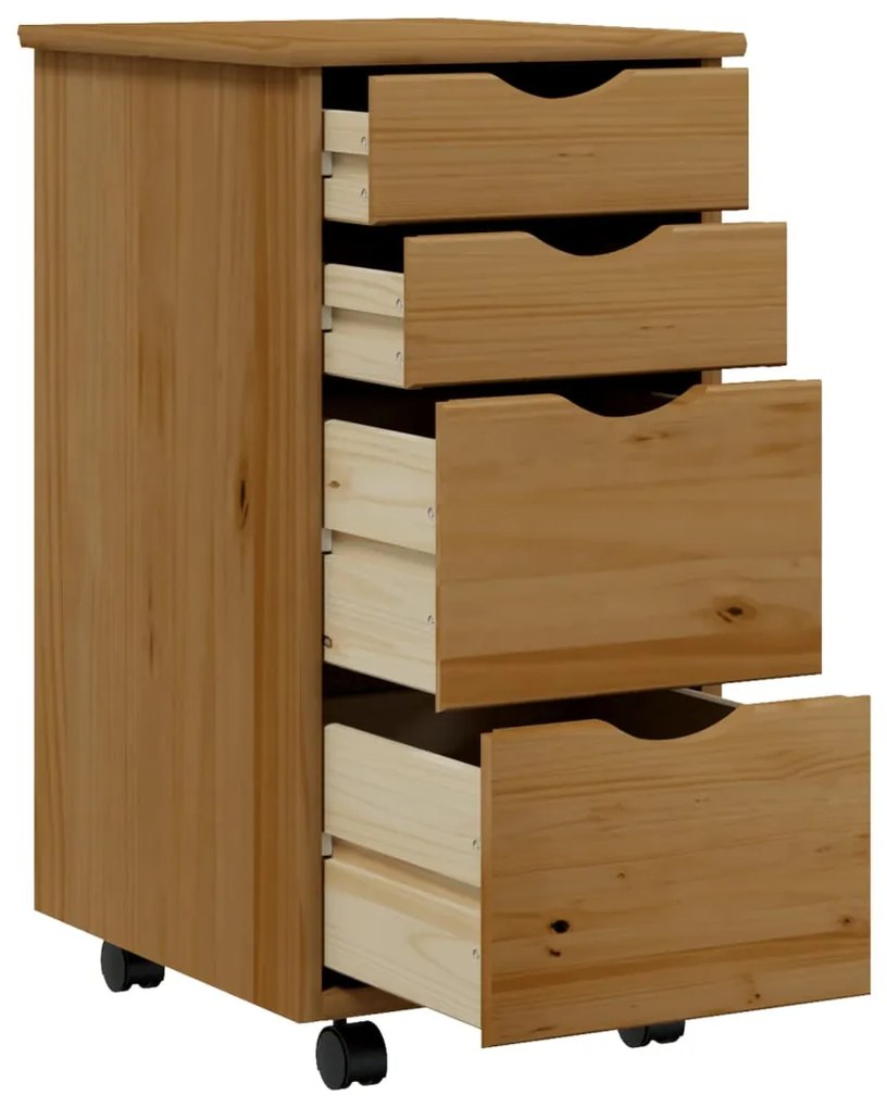 Zásuvková skříňka na kolečkách MOSS medově hnědá borové dřevo - Default Title