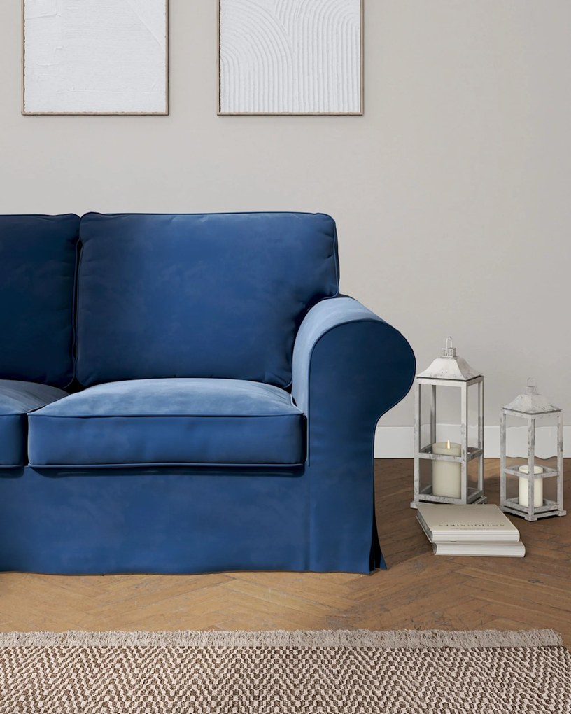 Potah na pohovku IKEA Ektorp 2-místná rozkládací NOVÝ MODEL 2012 barva tmavě modrá látka lesklé, sametová