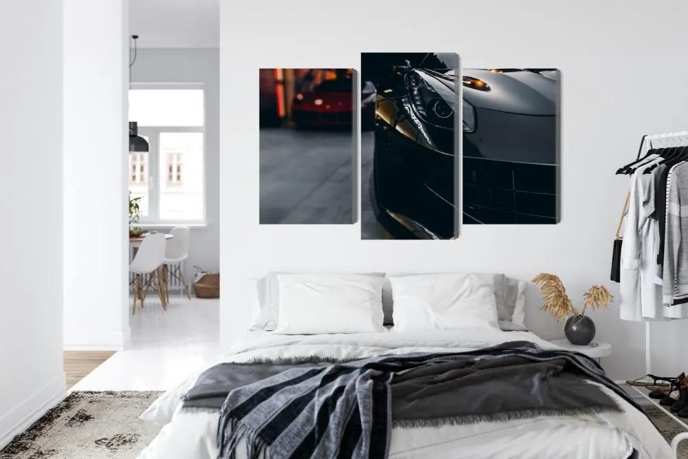 Vícedílný obraz Přední Část Černého Sportovního Vozu Nedostatek Nedostatek Plátno Canvas 120x80