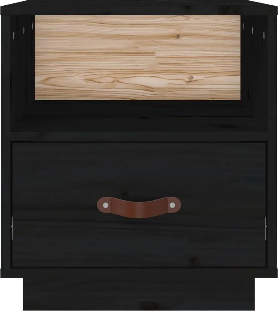 vidaXL Noční stolky 2 ks 40 x 34 x 45 cm masivní borové dřevo [818304] Barva: Černá