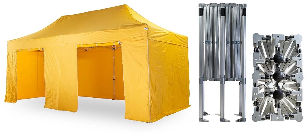 Nůžkový párty stan 4x6 m /6 noh TENTino BIG HEXAGON EXTREME Barva opláštění: 4A - ŽLUTÁ