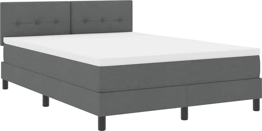 Postel s boxspringem s čelo Tmavě šedá 140 x 200 cm textil 3338693