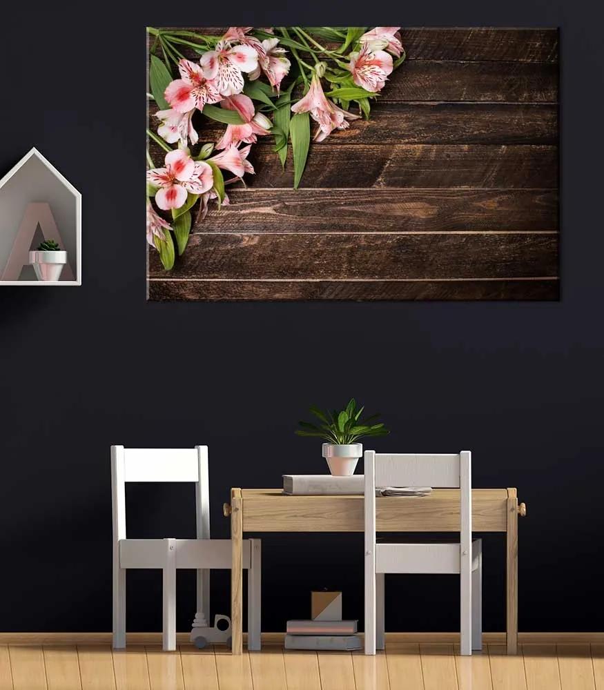Malvis ® Obraz květy na dřevě Velikost (šířka x výška): 120x80 cm