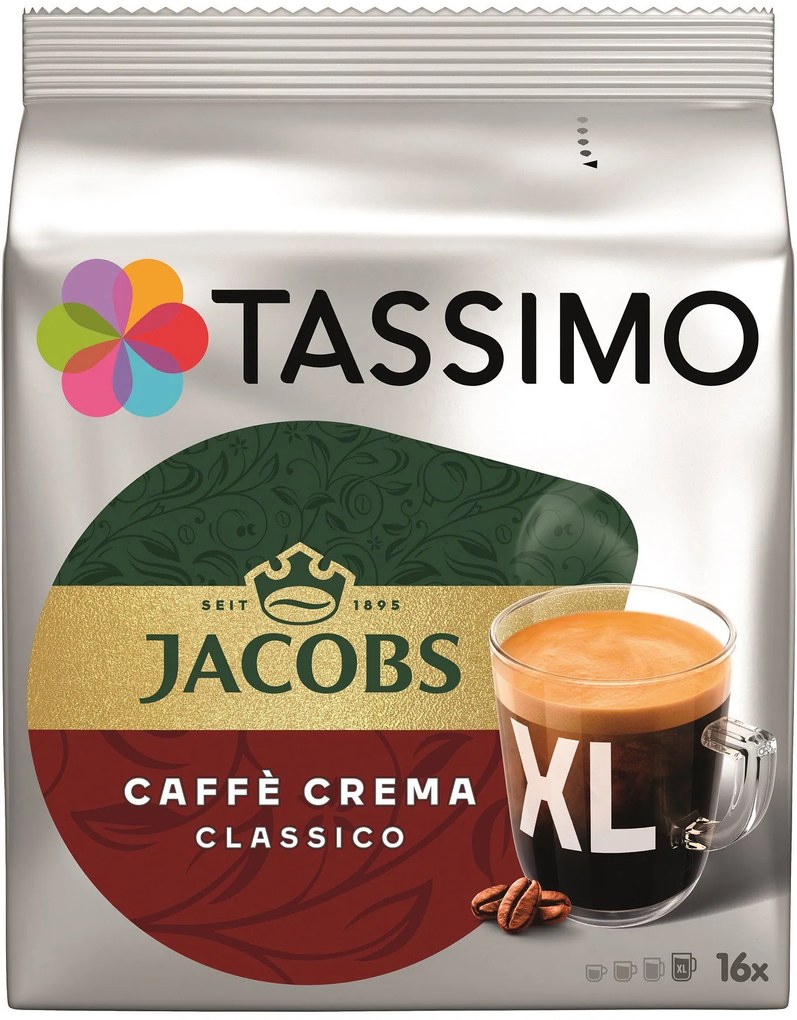 Kávové kapsle tassimo kapsle jacobs café crema xl 16 nápojů