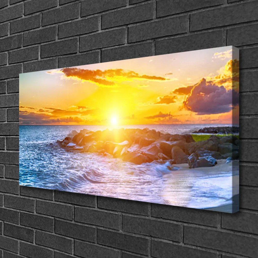 Obraz na plátně Západ Slunce Moře Pobřeží 125x50 cm