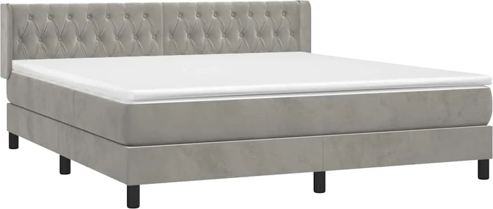 Box spring postel s matrací světle šedá 180x200 cm samet 3131153