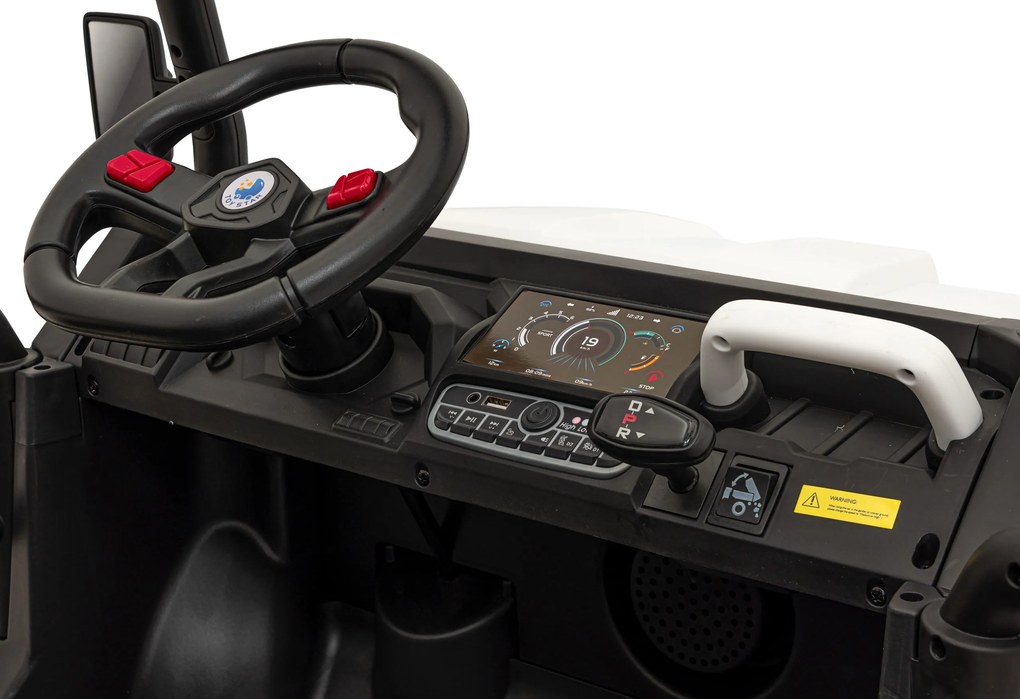 Ramiz Dětské auto Pick-Up Speed 900 bílé + pohon 4x4 + pohyblivá korba + zavazadlový prostor + dálkové ovládání + lopatka + LED a zvuky