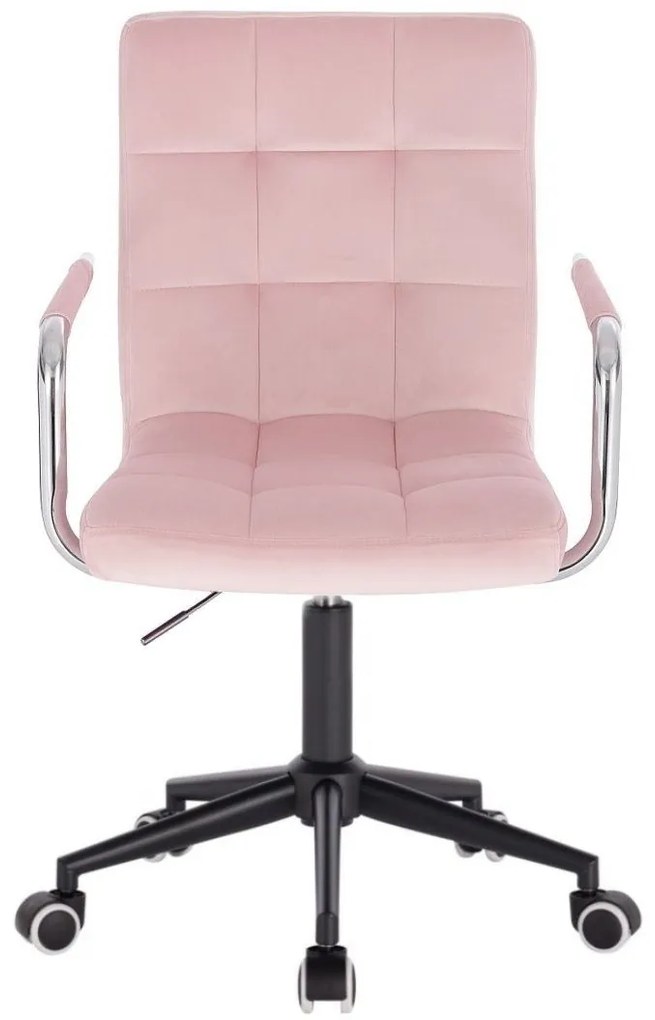 LuxuryForm DESIGN Otočná židle VERONA VELUR na černé podstavě s kolečky - růžová