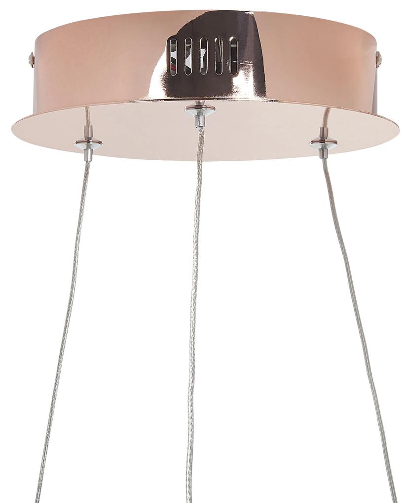Závěsná LED lampa kovová ø 50 cm růžově zlatá JORDAN Beliani