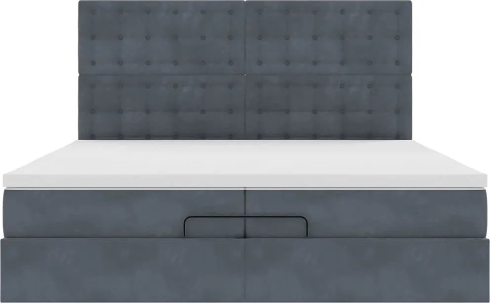 Osmanský rám postele s matrací tmavě šedý 200x200cm samet 3314487