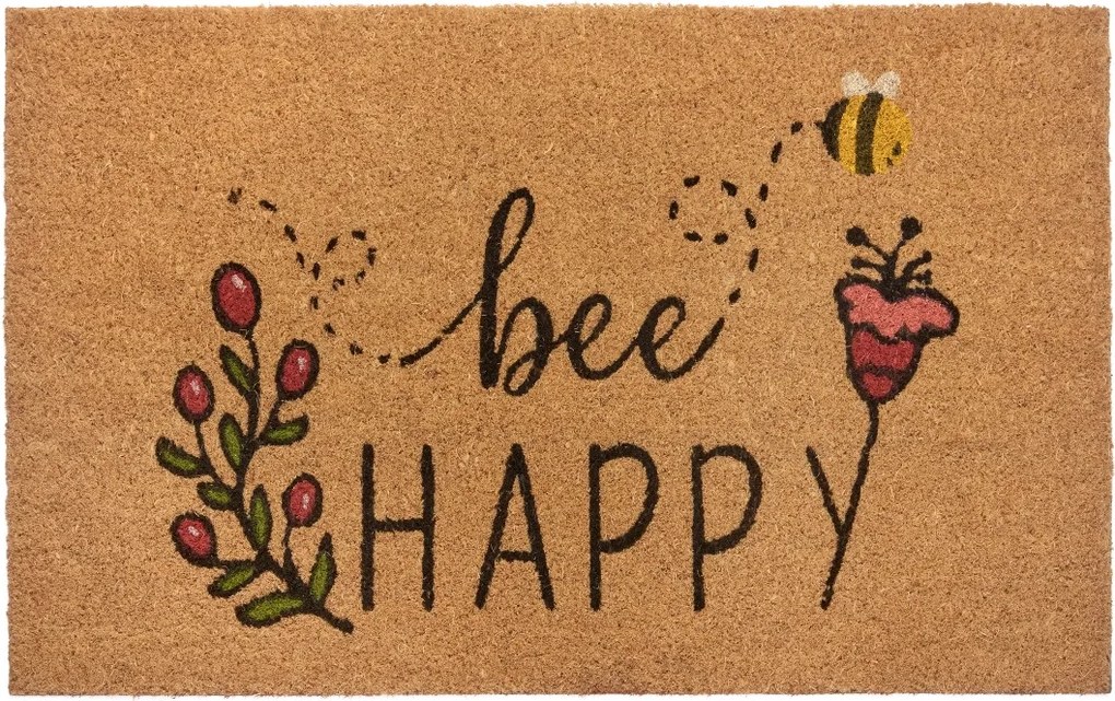 Hanse Home, Rohožka Bee happy 105572 - na ven i na doma, 45x75, hnědá, chodba / předsíň