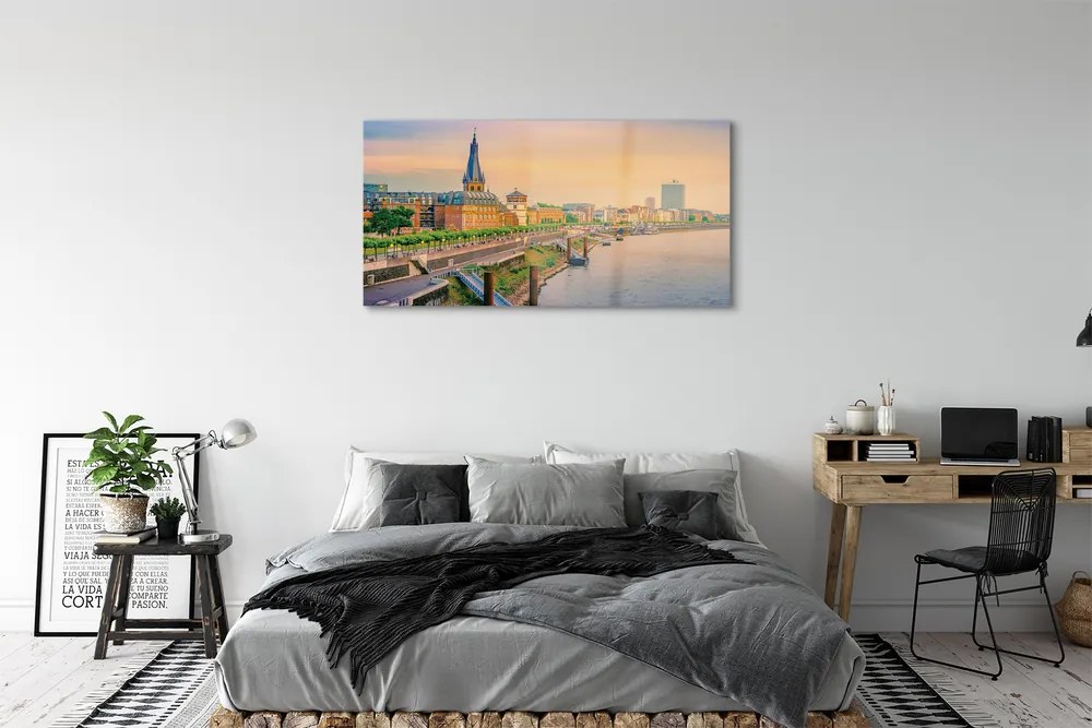 akrylový obraz Německo Sunrise River 125x50 cm