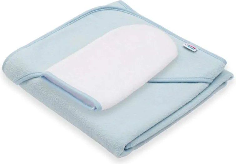 Dětská froté osuška s kapucí New Baby BASIC 80x80 modrá