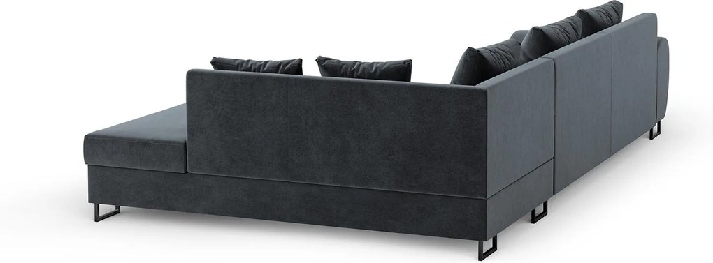 KOOKO HOME Rohová rozkládací sametová pohovka s úložným prostorem Calmato XL pravý roh