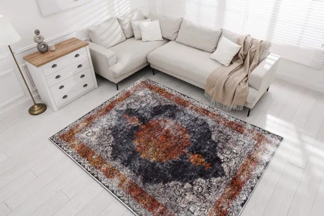 Koberec MIRO 51186.808 Rozeta, ramka - granát/měděný