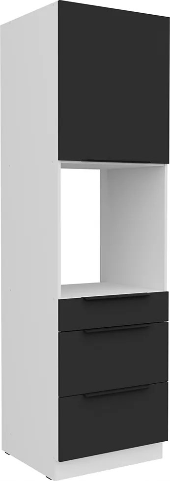 ARIA bc | vysoká skříňka 60 DPS-210 3S1F na vestavnou troubu | PREMIUM BOX | 60 cm | ANTI FINGERPRINT povrch | bílá/černá