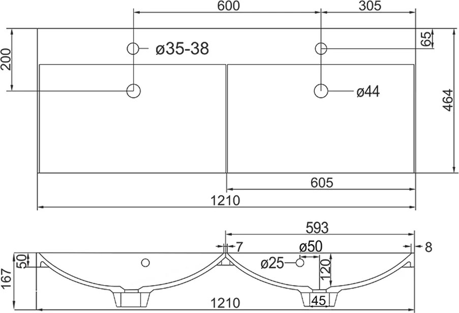 Mereo Mereo, Aira, koupelnová skříňka s umyvadlem z litého mramoru 121 cm, bílá, dub, šedá, CN743M
