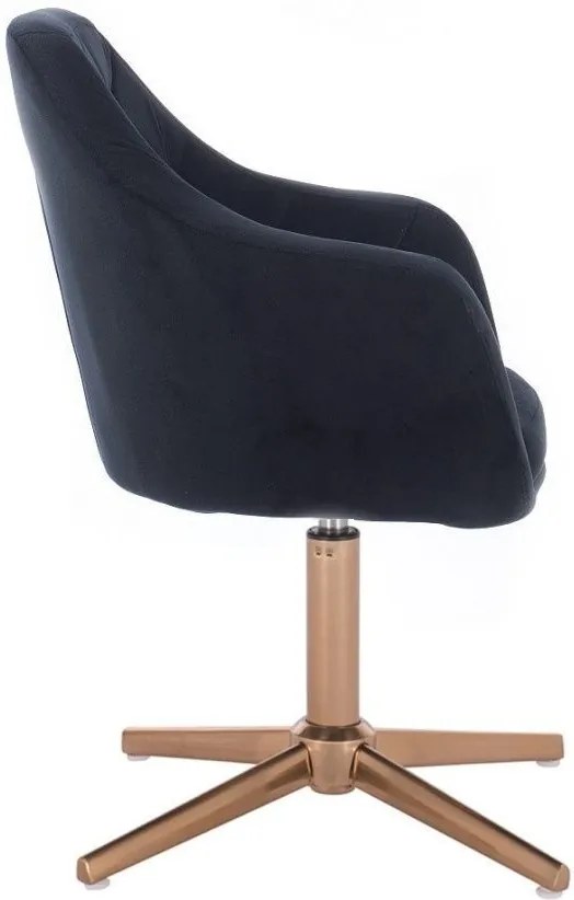 LuxuryForm DESIGN Otočné křeslo ROMA VELUR na zlatém kříži - černé