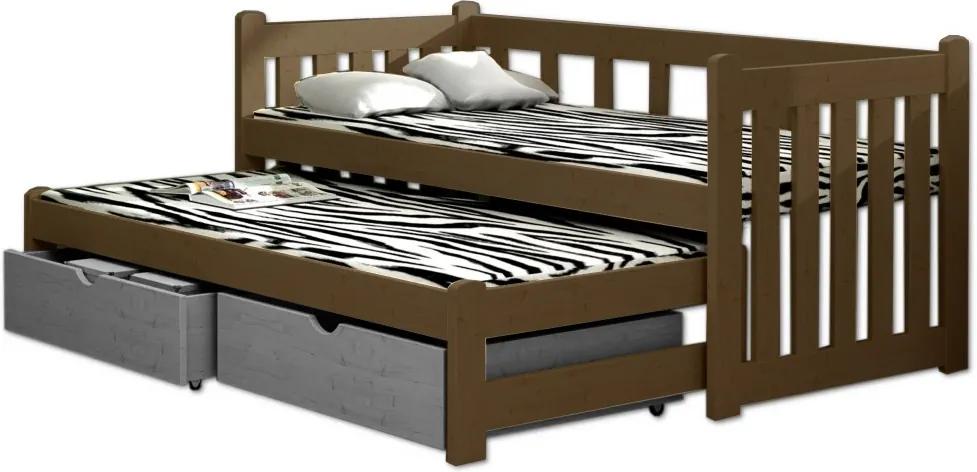 Dětská postel s přistýlkou IZABELA vč. roštů, úložných prostor a matrací Rozměr: 200x90, Barva: Dub