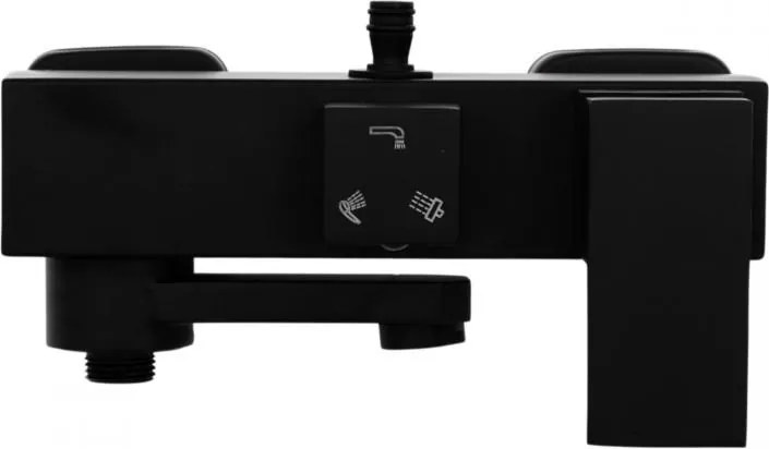 Erga Cube, sprchová baterie s vanovým výtokem a horním připojením sprchového sloupu, 150 mm, černá matná, ERG-YKA-BW.CB-BLK