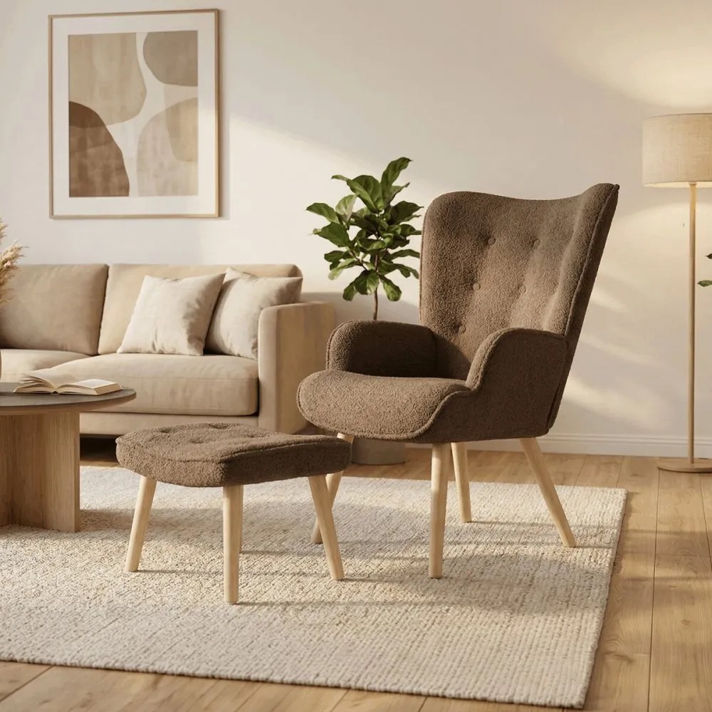Relaxační křeslo AK-319 BR2, látka bouclé, hnědá (67 x 76) cm hnědá