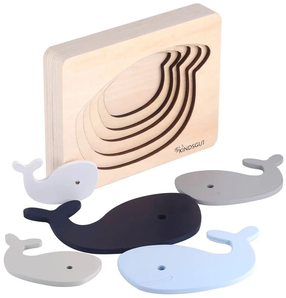 Dřevěné vkládací puzzle Whale – Kindsgut