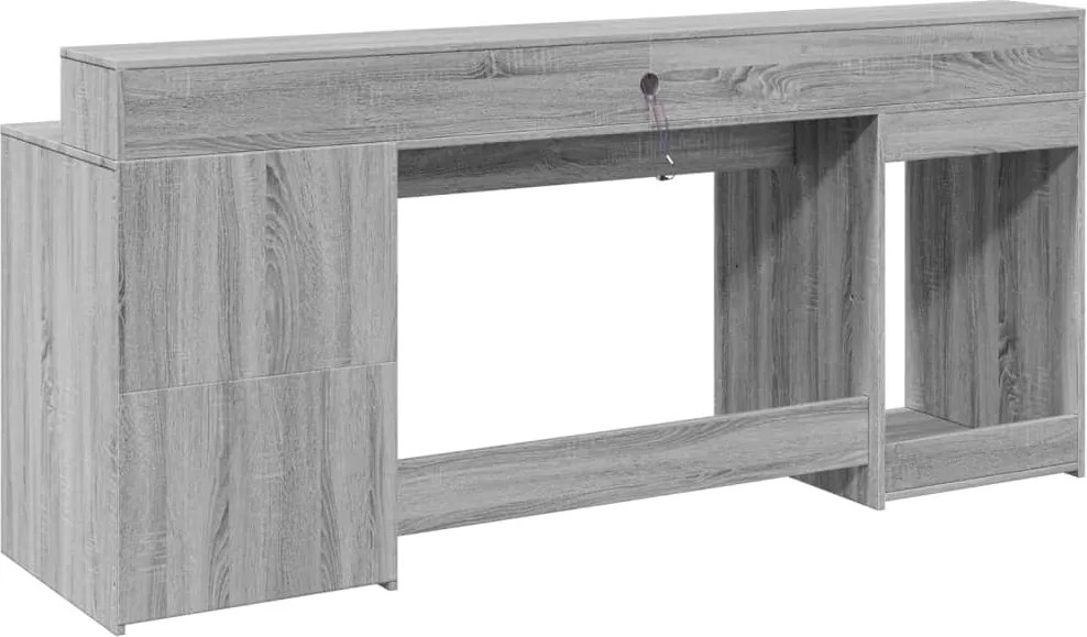 Psací stůl s LED šedý sonoma 200 x 55 x 91 cm kompozitní dřevo 3309443