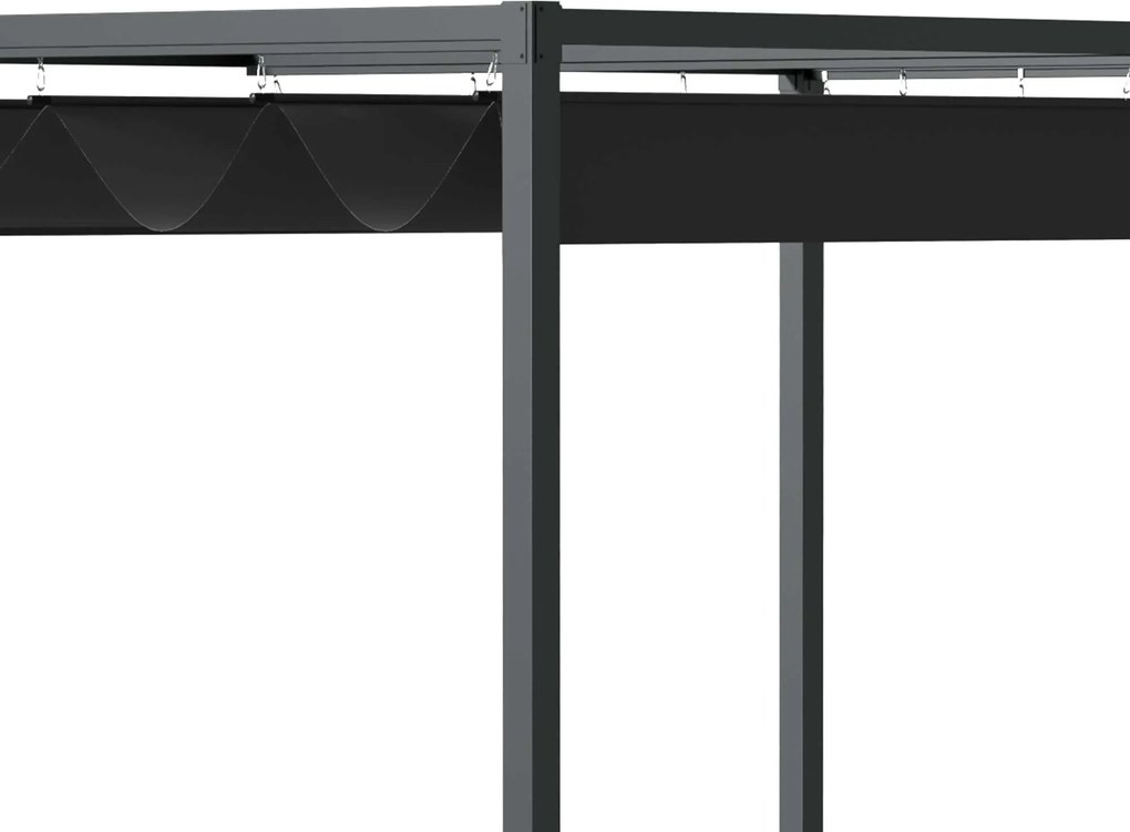 Outsunny pergola altán zastřešení terasy s posuvnou střechou 298x213x221cm polyester černá šedá pro zahradu a terasu |