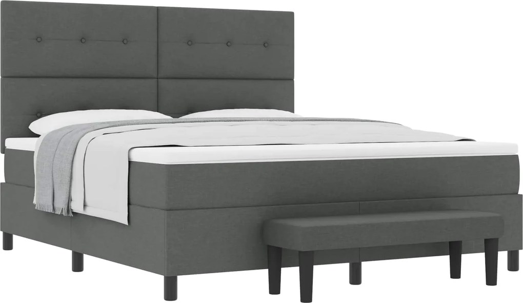 Postel s boxspringem s čelo Tmavě šedá 180 x 200 cm textil 3344087