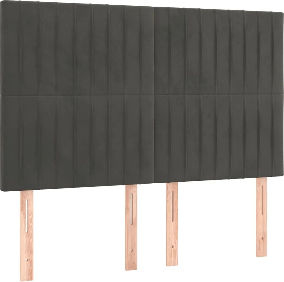 Box spring postel s matrací a LED tmavě šedá 140x200 cm samet 3136246