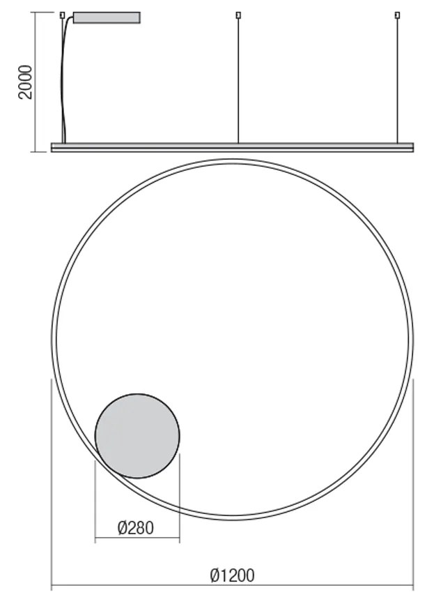 Redo 01-1964 závěsné LED stmívatelné svítidlo Orbit pískově černá, 76W, 4000K, ø120cm