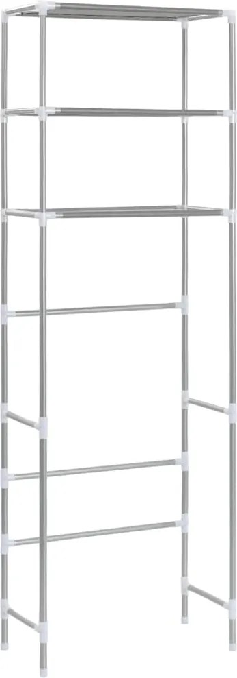 3patrový úložný regál nad WC stříbrný 53 x 28 x 169 cm 282464