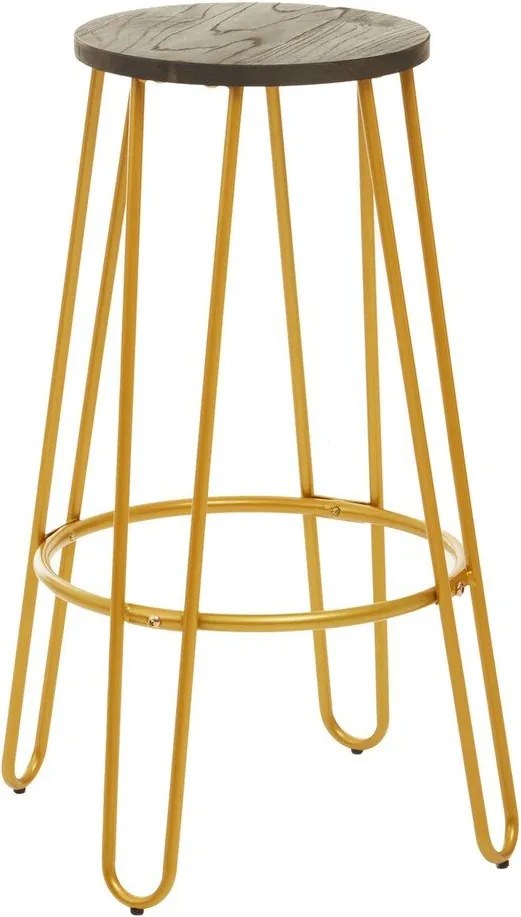 Barová stolička z jilmového dřeva ve zlaté barvě/v přírodní barvě (výška sedáku 75 cm) District – Premier Housewares