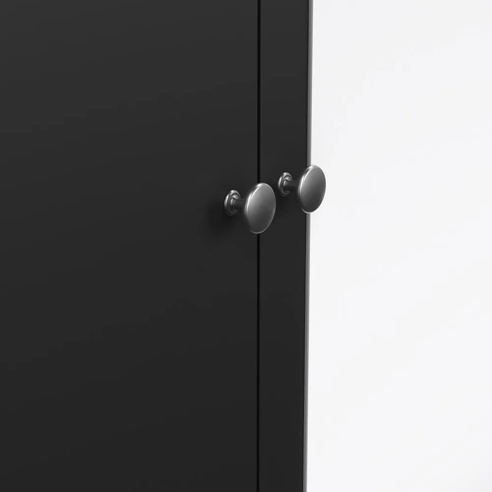 Černá šatní skříň se zrcadlem 150x199x58 cm Madrid – Tvilum