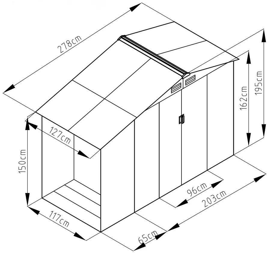 Zahradní domek LUCIFER A 3,53 m² antracit IWH-10230025