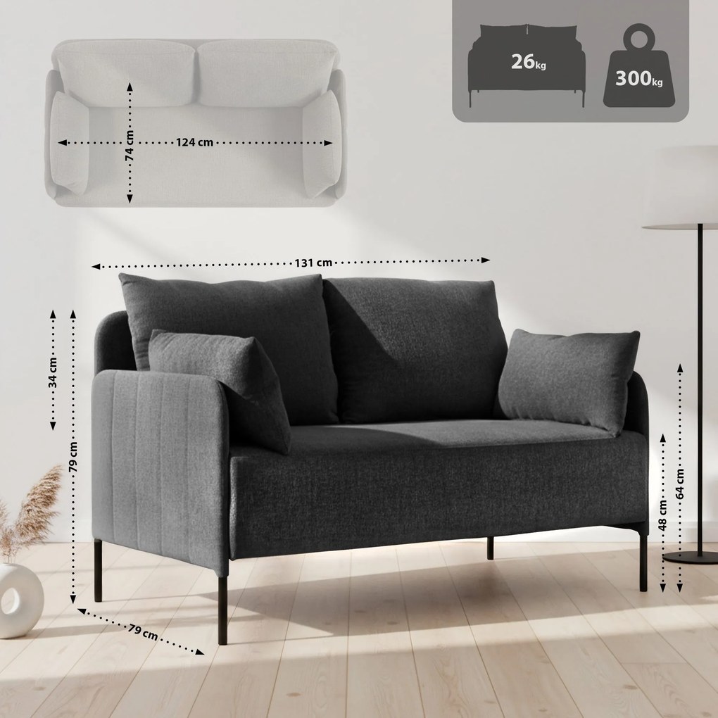 Ziden Couch 2 Sitzer látka – černá