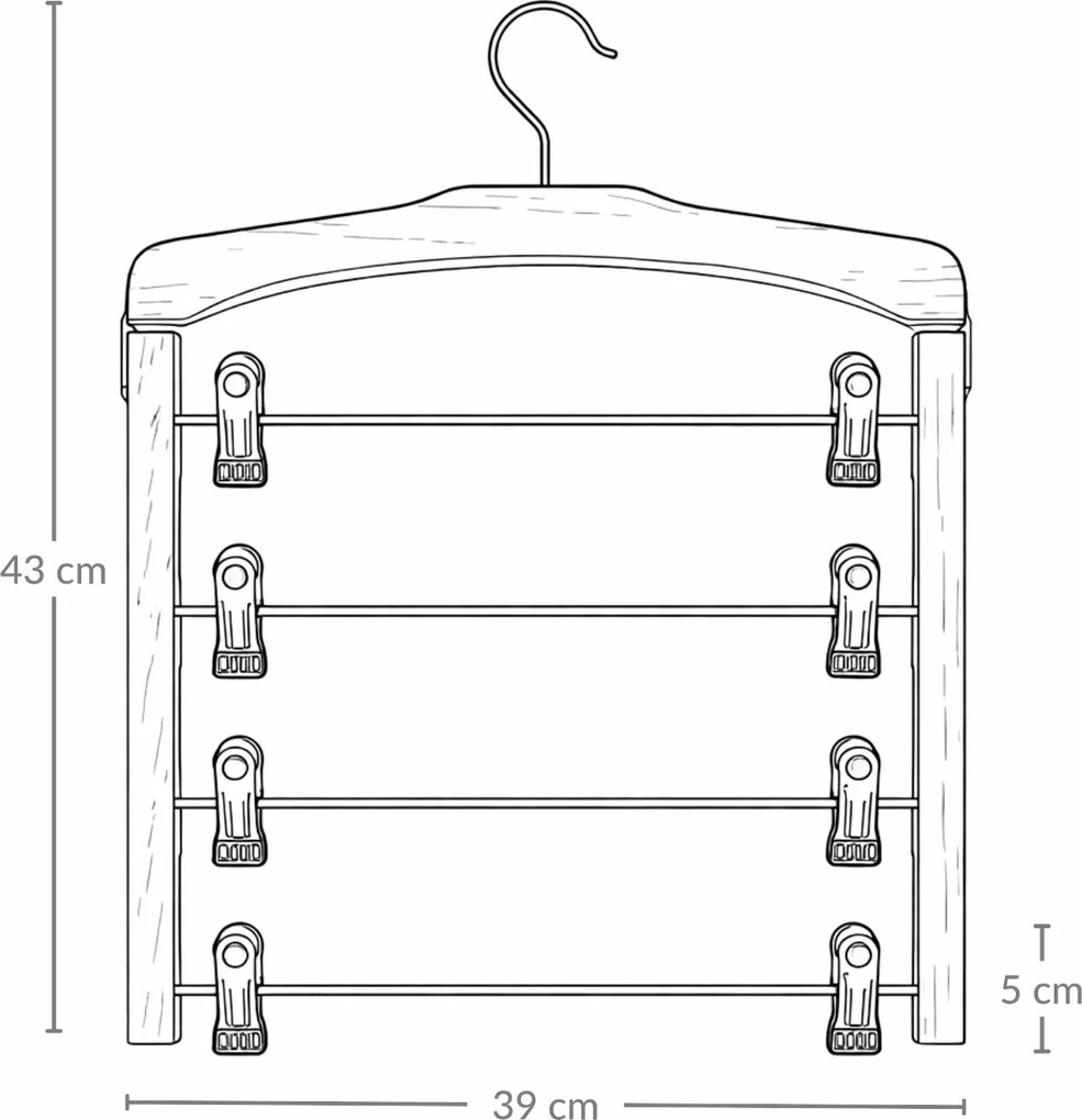 Dřevěný věšák FRONIV, 4patrový