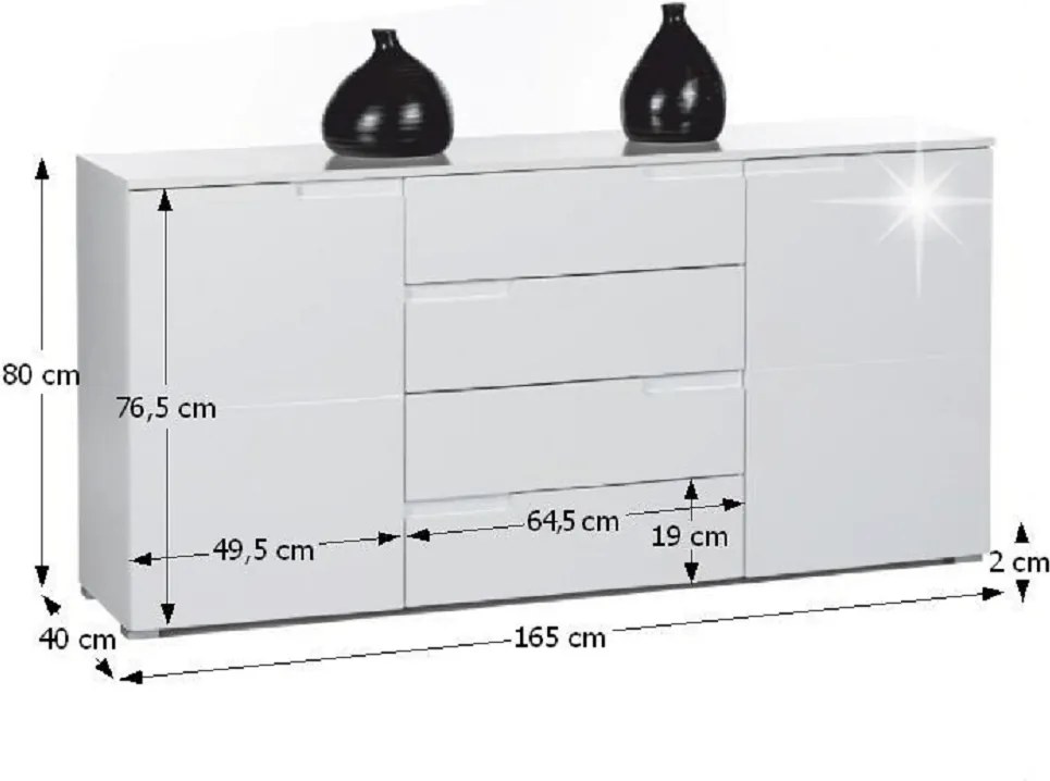 Skříňka SPICE, lesklá bílá
