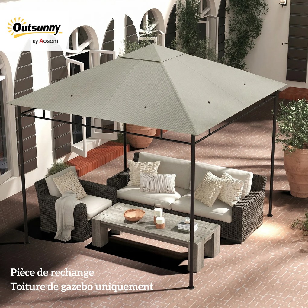 Outsunny náhradní střecha pro altán polyester 180 g/m² 3 x 3 m šedá