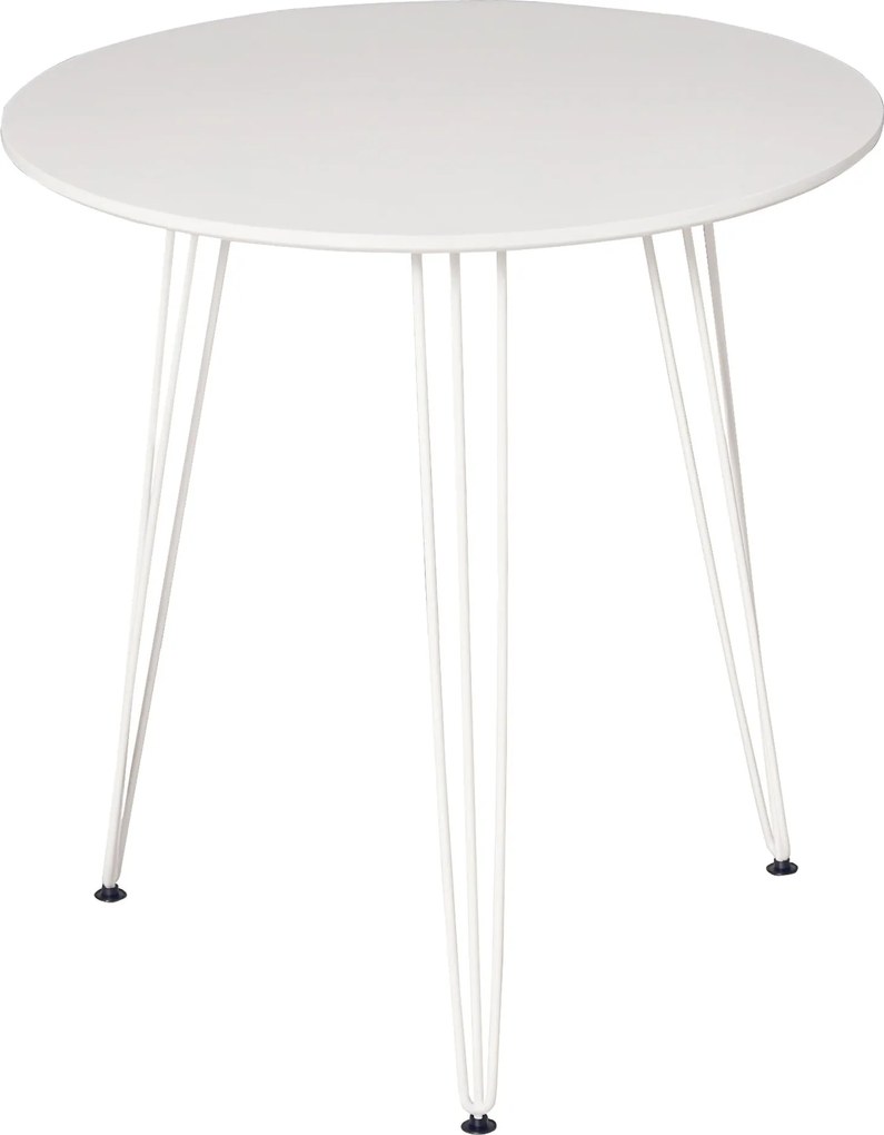 Kulatý jídelní stůl HOMCOM s moderním nordickým stylem a kovovými nohami ve tvaru vlasů do kuchyně, obývacího pokoje, kavárny a baru Ø70x75 cm Bílý |