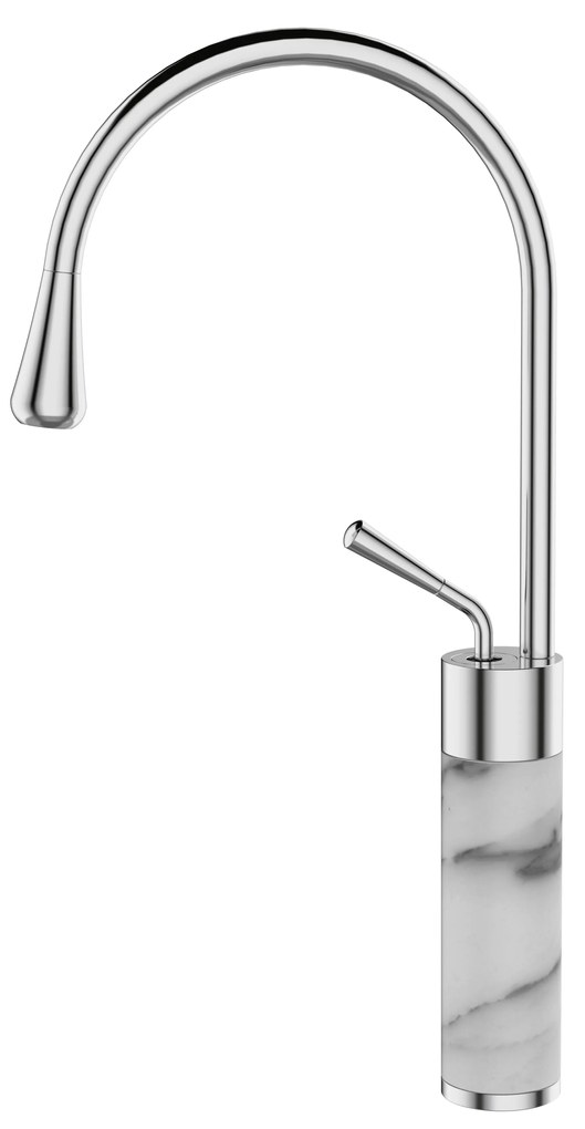 Invena Gabro, vysoká umyvadlová baterie, bílá-chromová, INV-BU-33-W02-V
