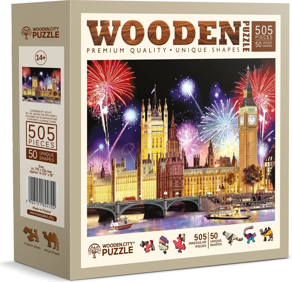 Wooden city dřevěné puzzle - noční londýn 505 dílků