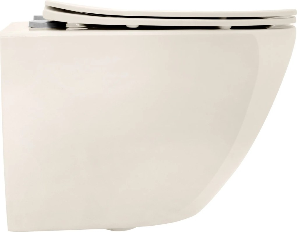 Rea Carlo Mini, závěsná WC mísa 495x370x355mm + toaletní sedátko, Ecru, REA-C5500