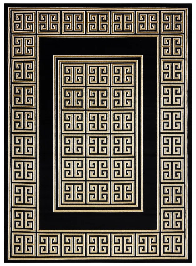 Hans Home | Kusový koberec Gloss 6776 86 greek black/gold - 180x270