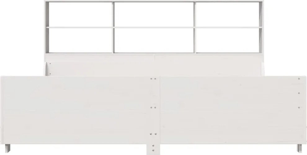 Postel s knihovnou bez matrace bílá 180 x 200 cm masivní dřevo 3323798