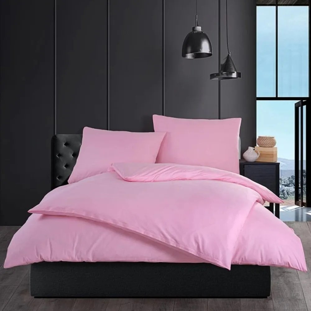 Bavlněné jednobarevné ložní povlečení - růžové - 100% bavlna renforcé - 70 x 90 cm + 140 x 200 cm