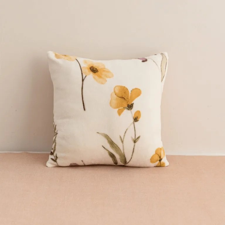 Oboustranný povlak na polštářek DUO SENSE WILDELLA 45x45 cm mikroplyš/flanel, krémový
