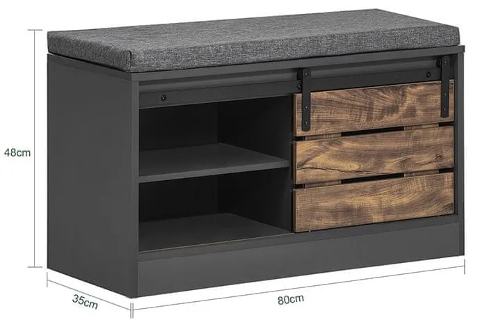 Sobuy SoBuy FSR120-HG Botník Lavice Lavice s úložným prostorem Komoda na boty 80x48x35cm