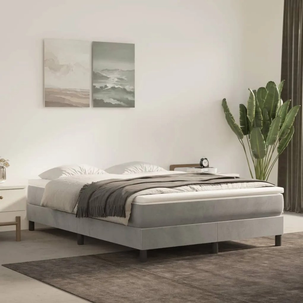 Box spring postel s matrací světle šedá 140x200 cm samet 3144333